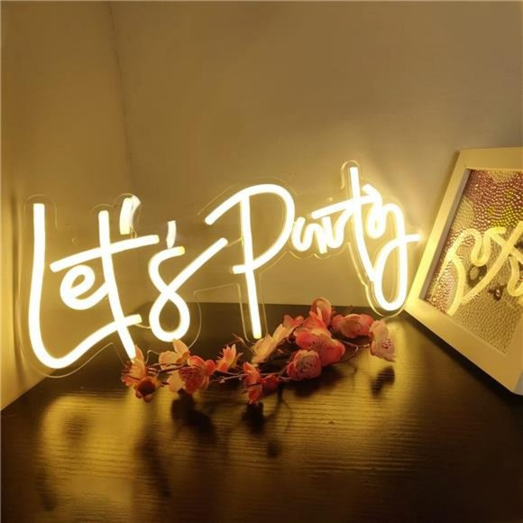 Urban Outfitters | Other | Neon Led Lets Party Wall Sign Bright Vivid ...